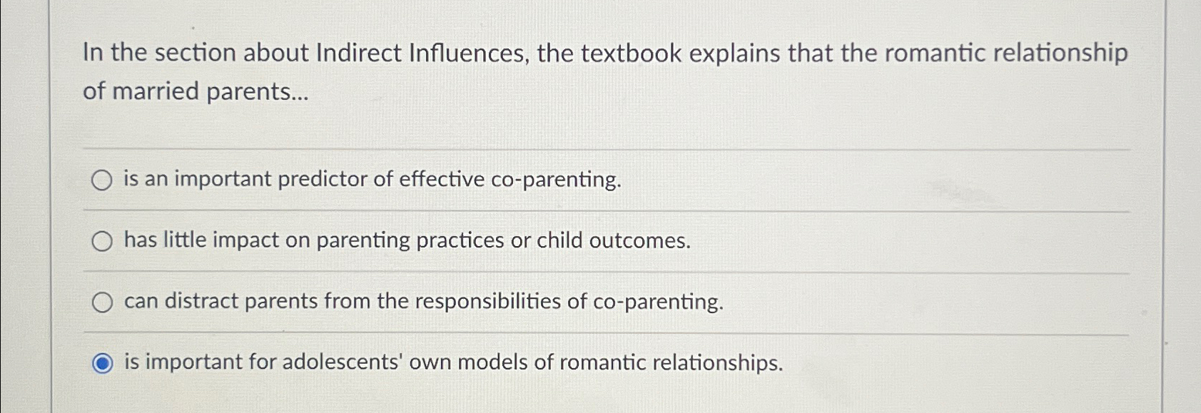 Solved In the section about Indirect Influences, the | Chegg.com
