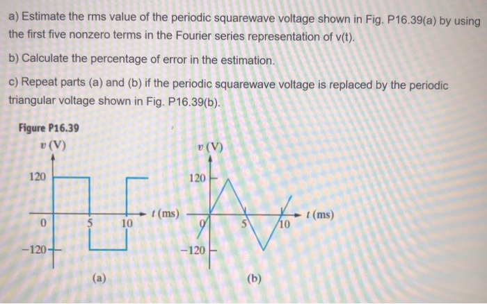 Solved a) Estimate the rms value of the periodic squarewave | Chegg.com