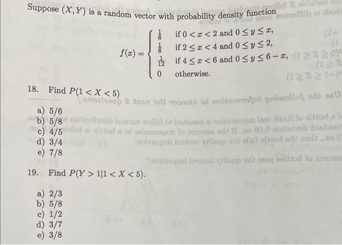 Solved Suppose (X,Y) is a random vector with probability | Chegg.com
