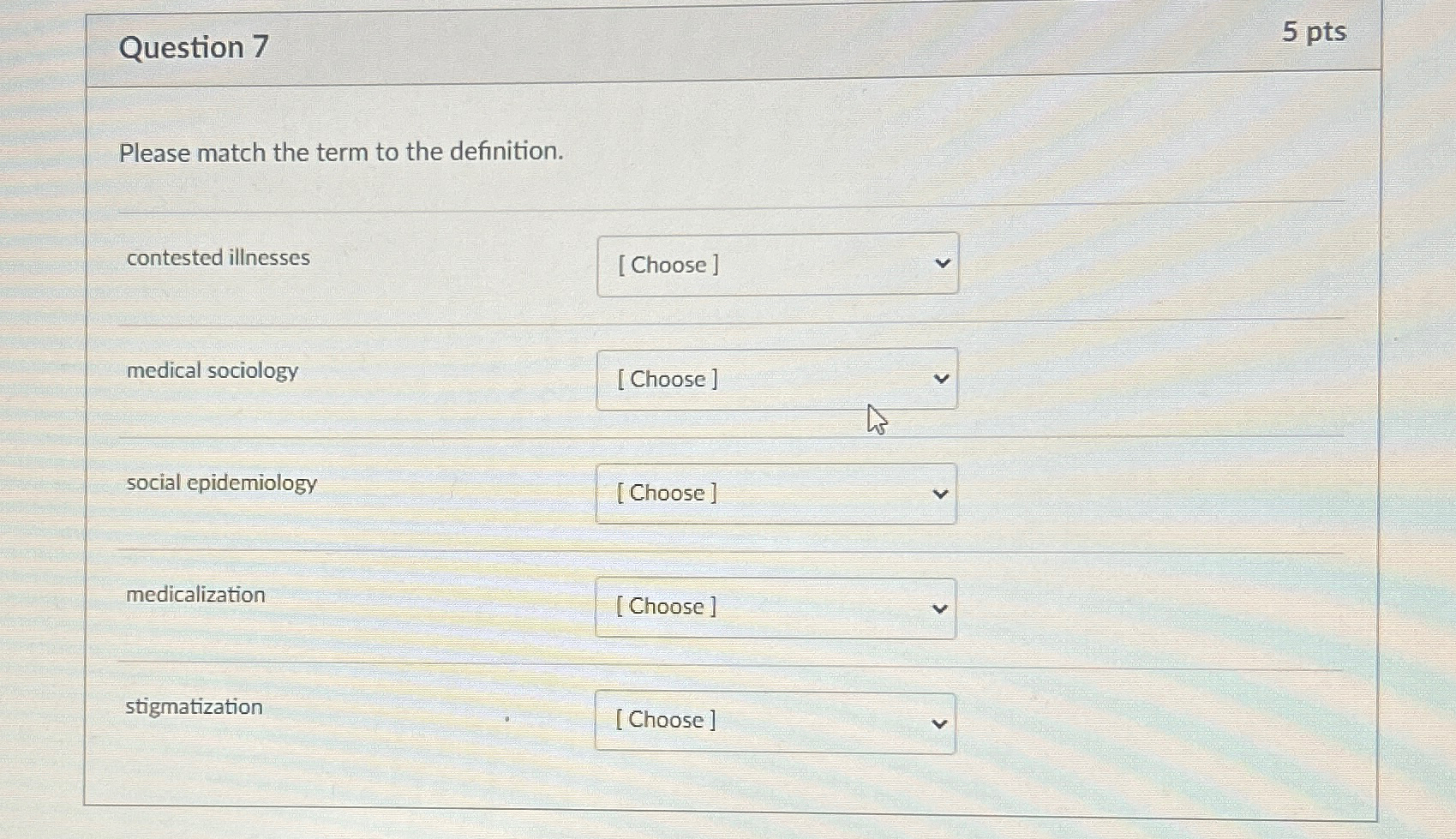 Solved Question 75ptsPlease match the term to the | Chegg.com