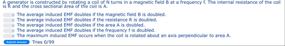 Solved A generator is constructed by rotating a coil of N | Chegg.com