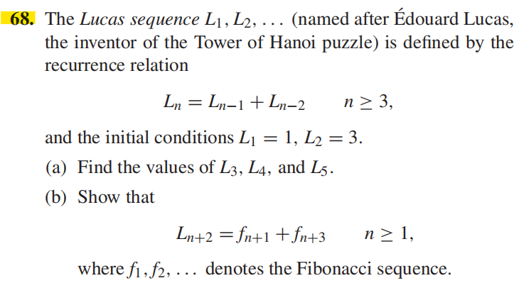 Solved The Lucas sequence L1,L2,dots (named after Édouard | Chegg.com
