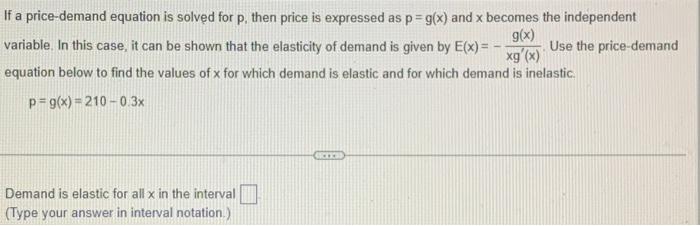Solved If a price-demand equation is solved for p, then | Chegg.com