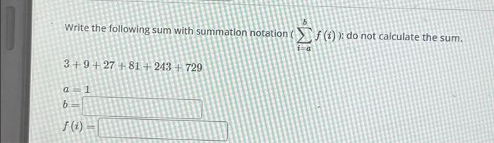 Solved b Write the following sum with summation notation ( | Chegg.com