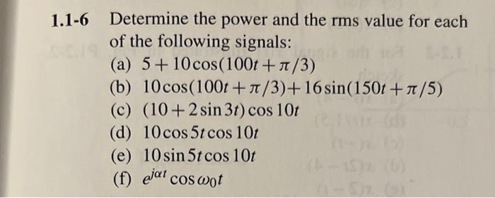 Solved -6 Determine the power and the rms value for each of | Chegg.com