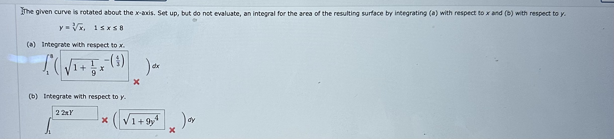Solved The given curve is rotated about the x-axis. Set up, | Chegg.com