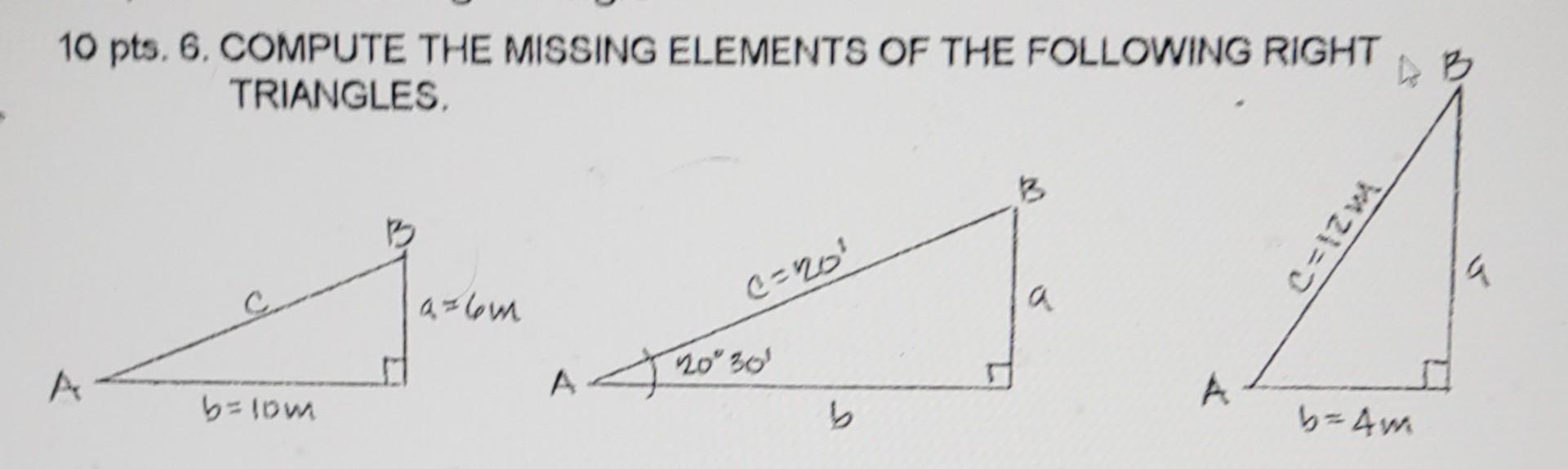 Solved 10 pts. 6. COMPUTE THE MISSING ELEMENTS OF THE | Chegg.com