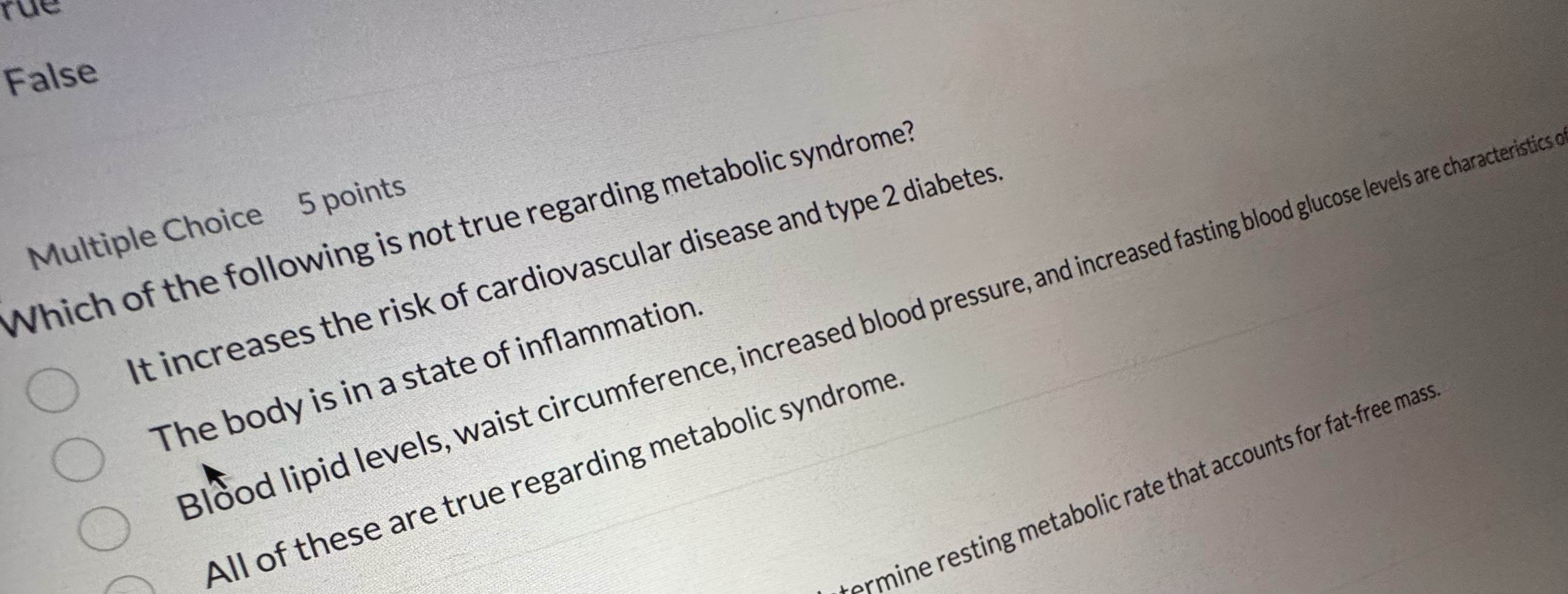 Solved FalseMultiple Choice 5 ﻿pointsWhich of the following | Chegg.com