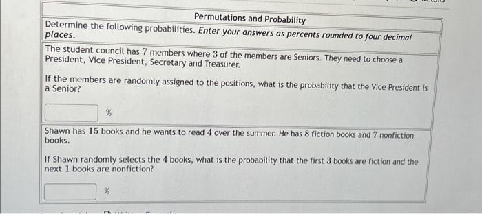 Solved Permutations and Probability Determine the following | Chegg.com