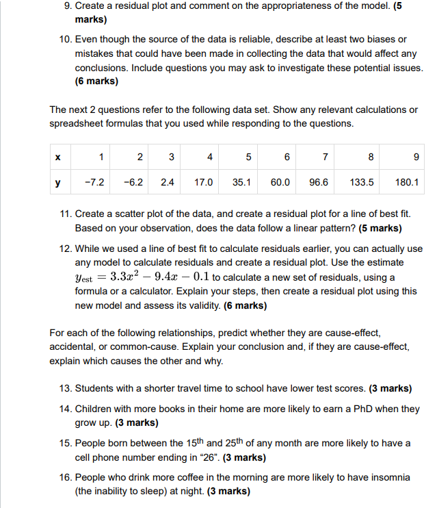 Create a residual plot and comment on the | Chegg.com