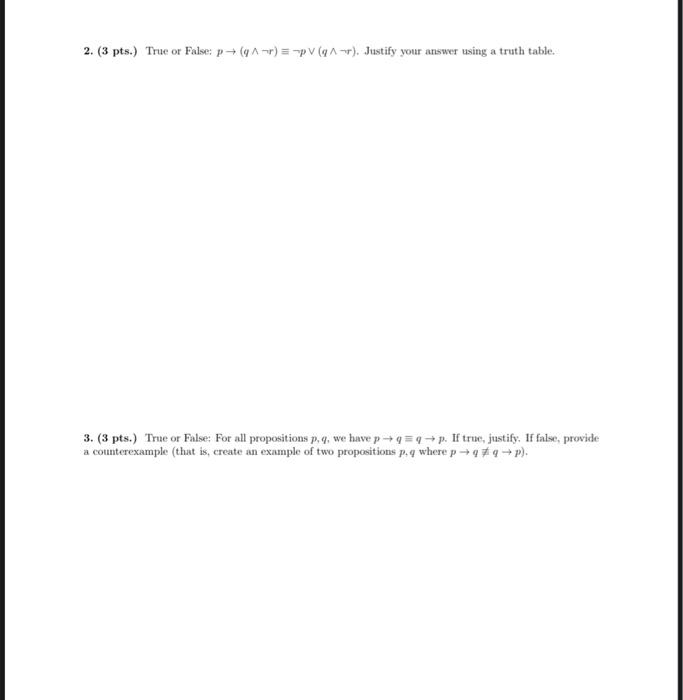 Solved is 2 true or false based of the truth table?and is 3 | Chegg.com