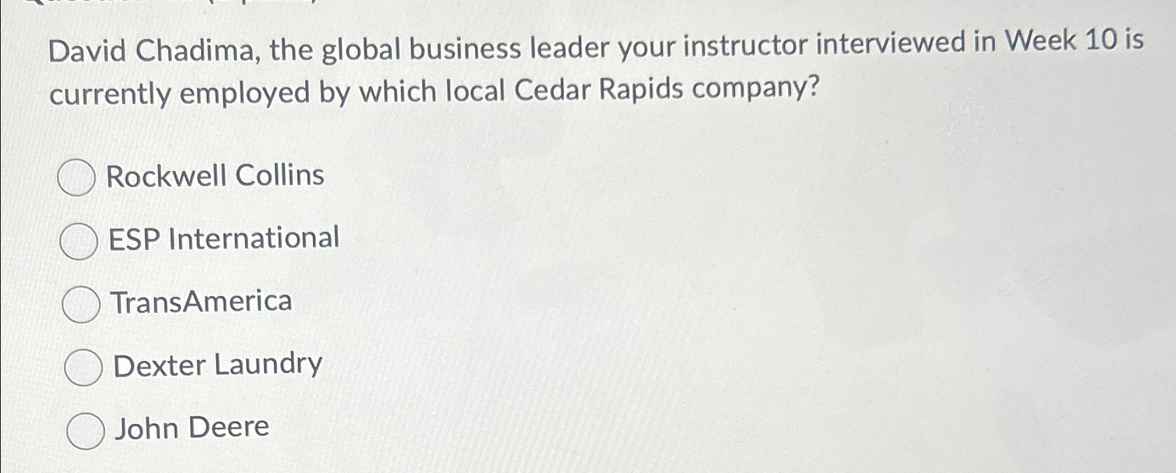 Solved David Chadima, the global business leader your | Chegg.com