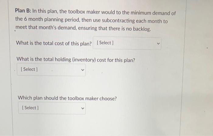 Solved You are developing an aggregate plan for a toolbox | Chegg.com