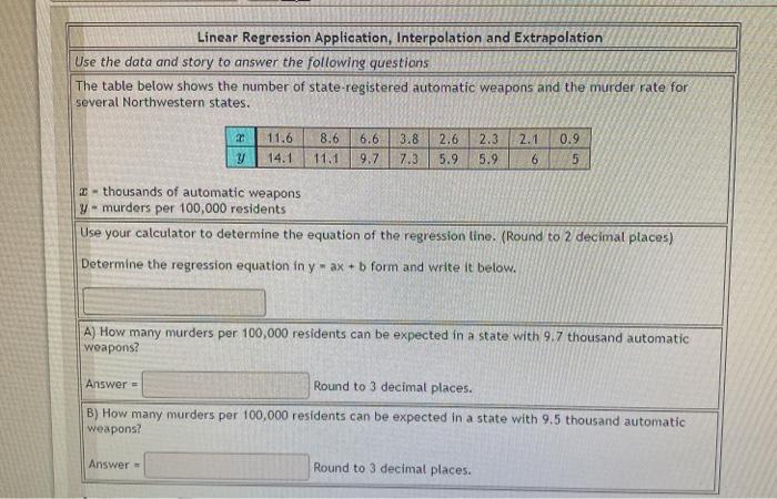 Solved Linear Regression Application, Interpolation and | Chegg.com