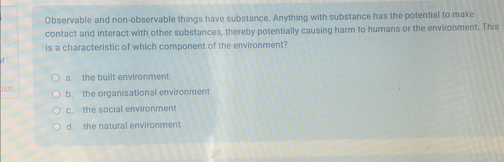 Solved Observable and non-observable things have substance. | Chegg.com