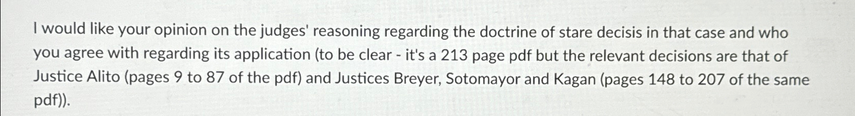 Solved I would like your opinion on the judges' reasoning | Chegg.com
