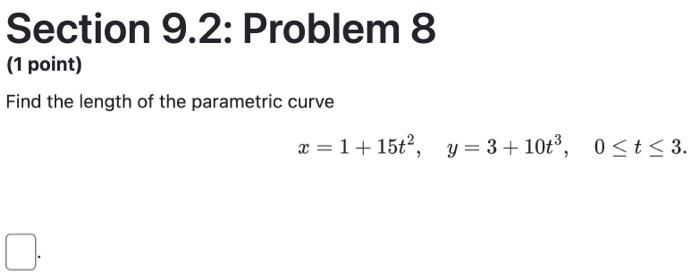 Solved Find the length of the parametric curve | Chegg.com