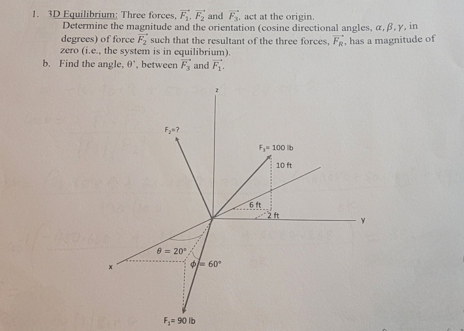 Solved please explain, Engineering Statics problem. 3D | Chegg.com