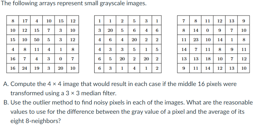 Solved The following arrays represent small grayscale | Chegg.com