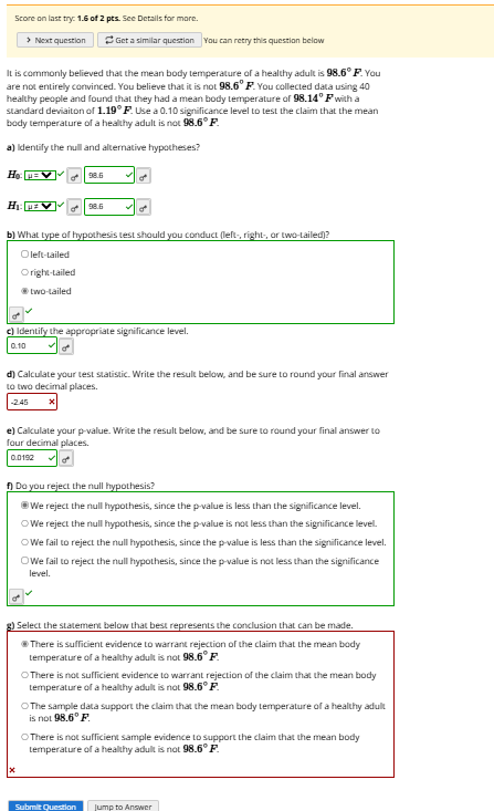 Solved It is commonly believed that the mean bodty | Chegg.com