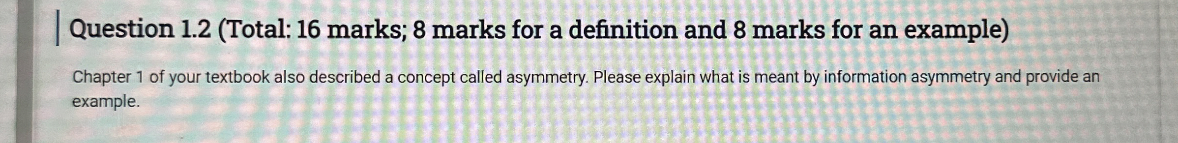 Solved Question 1.2 (Total: 16 ﻿marks; 8 ﻿marks for a | Chegg.com