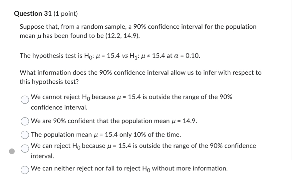 Solved Question 31 (1 ﻿point)Suppose that, from a random | Chegg.com