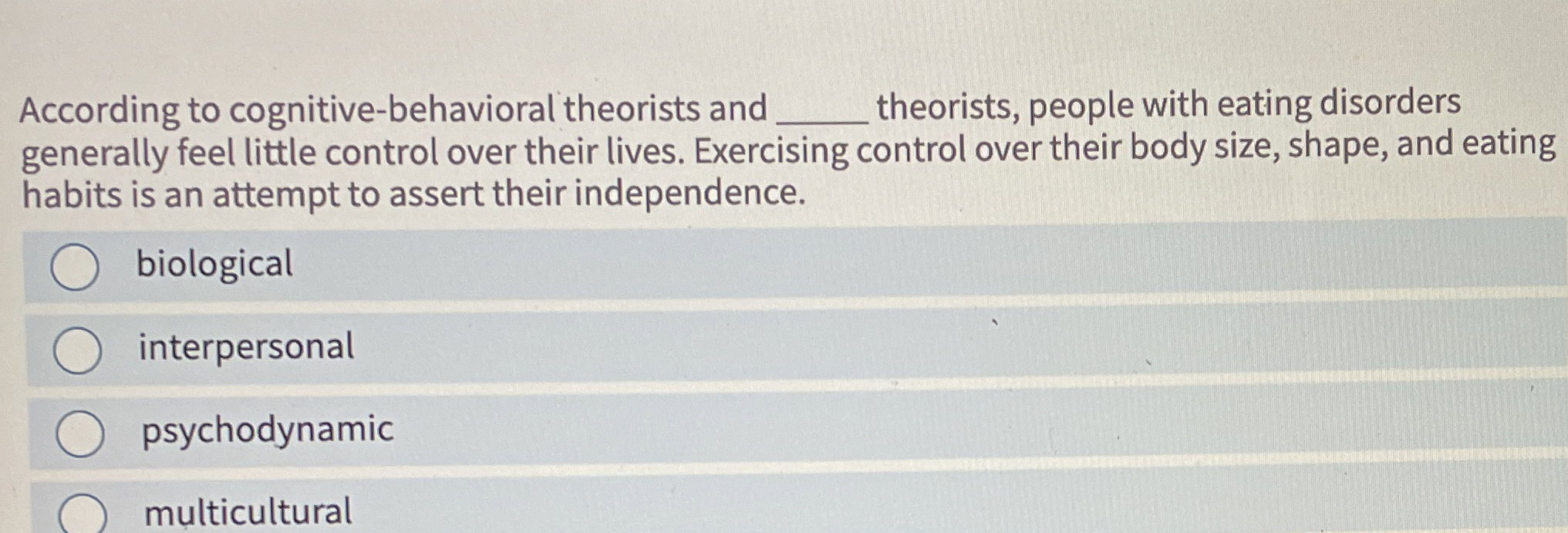 Solved According to cognitive-behavioral theorists and q, | Chegg.com
