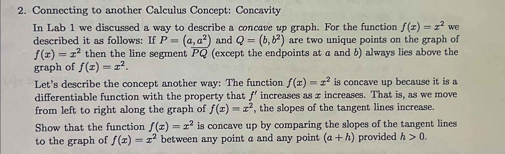 Solved Connecting to another Calculus Concept: ConcavityIn | Chegg.com