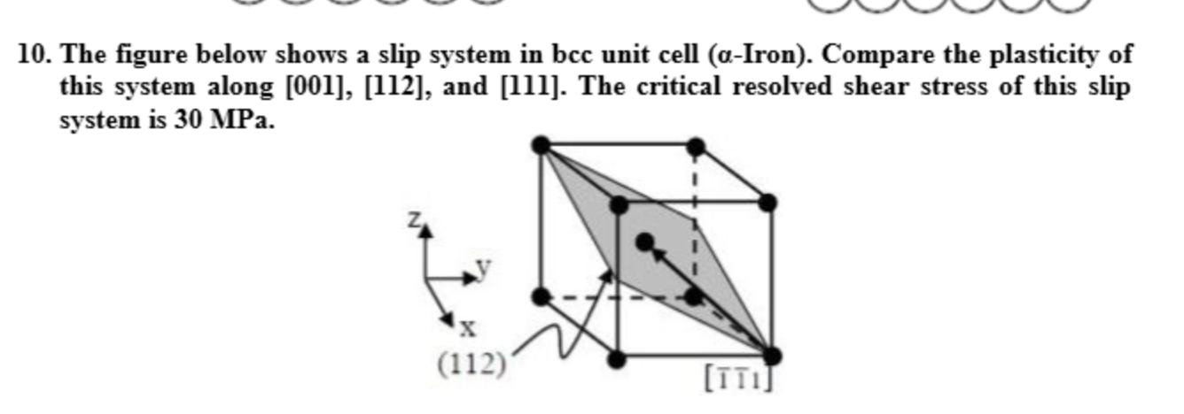 Solved 10. ﻿The figure below shows a slip system in bcc unit | Chegg.com