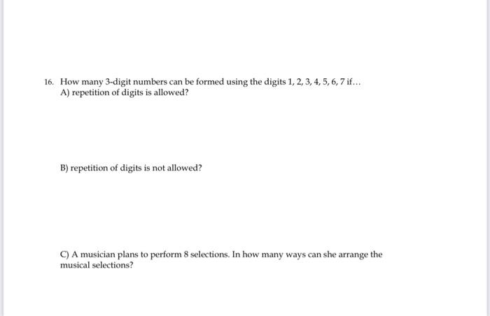 Solved 16. How many 3-digit numbers can be formed using the | Chegg.com
