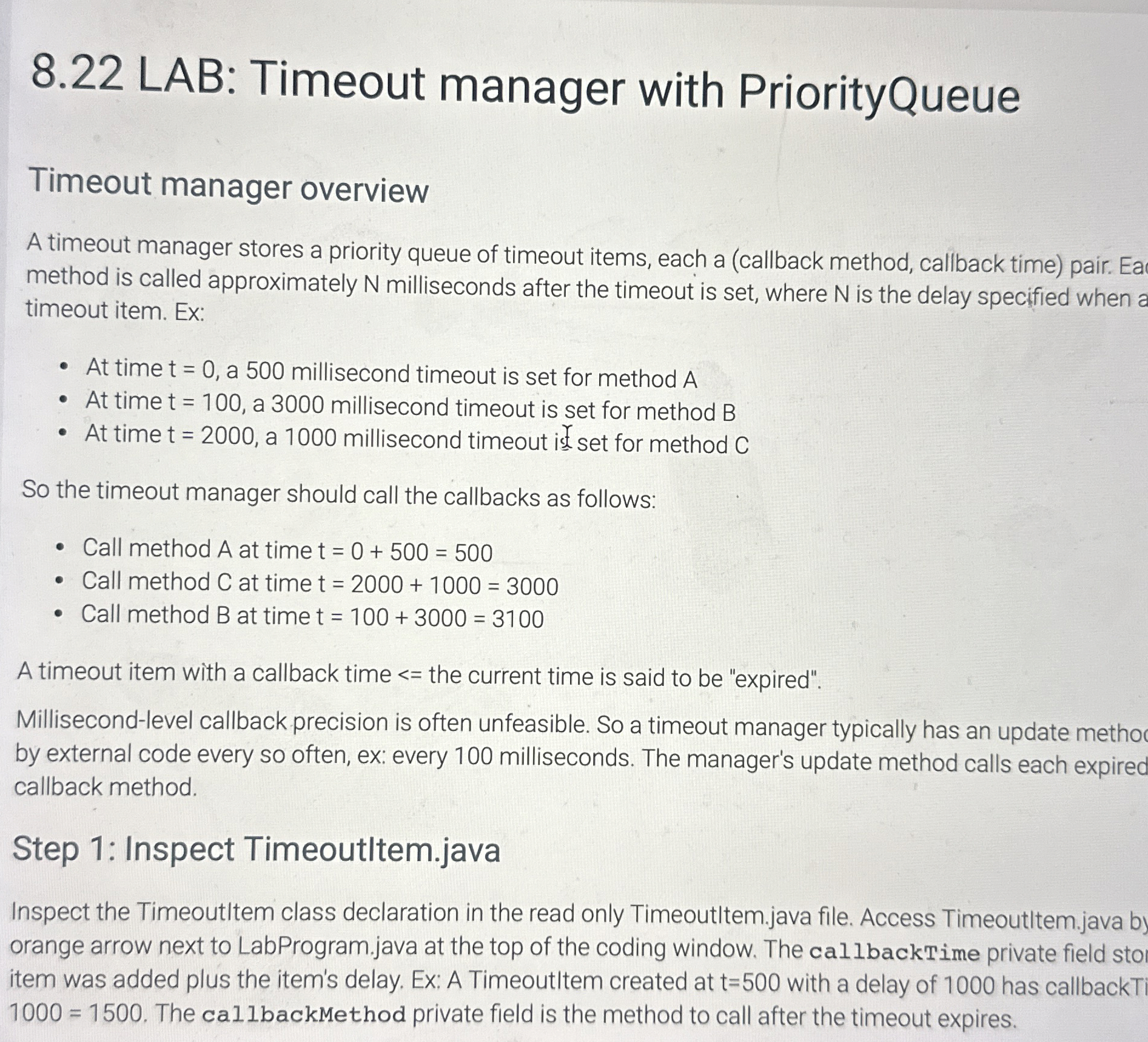 Solved 8.22 ﻿LAB: Timeout manager with PriorityQueueTimeout | Chegg.com