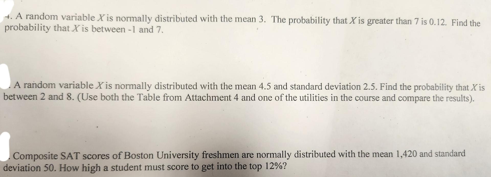 Solved 4. A random variable X is normally distributed with | Chegg.com