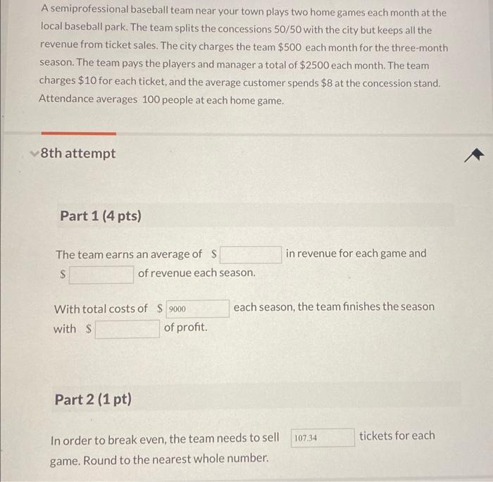 Solved A semiprofessional baseball team near your town plays | Chegg.com
