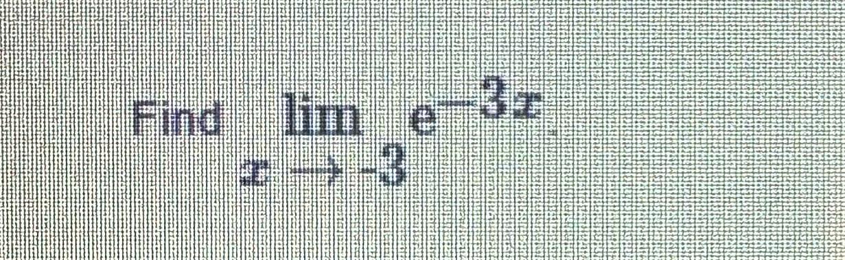 Solved Find limx→-3e-3x | Chegg.com