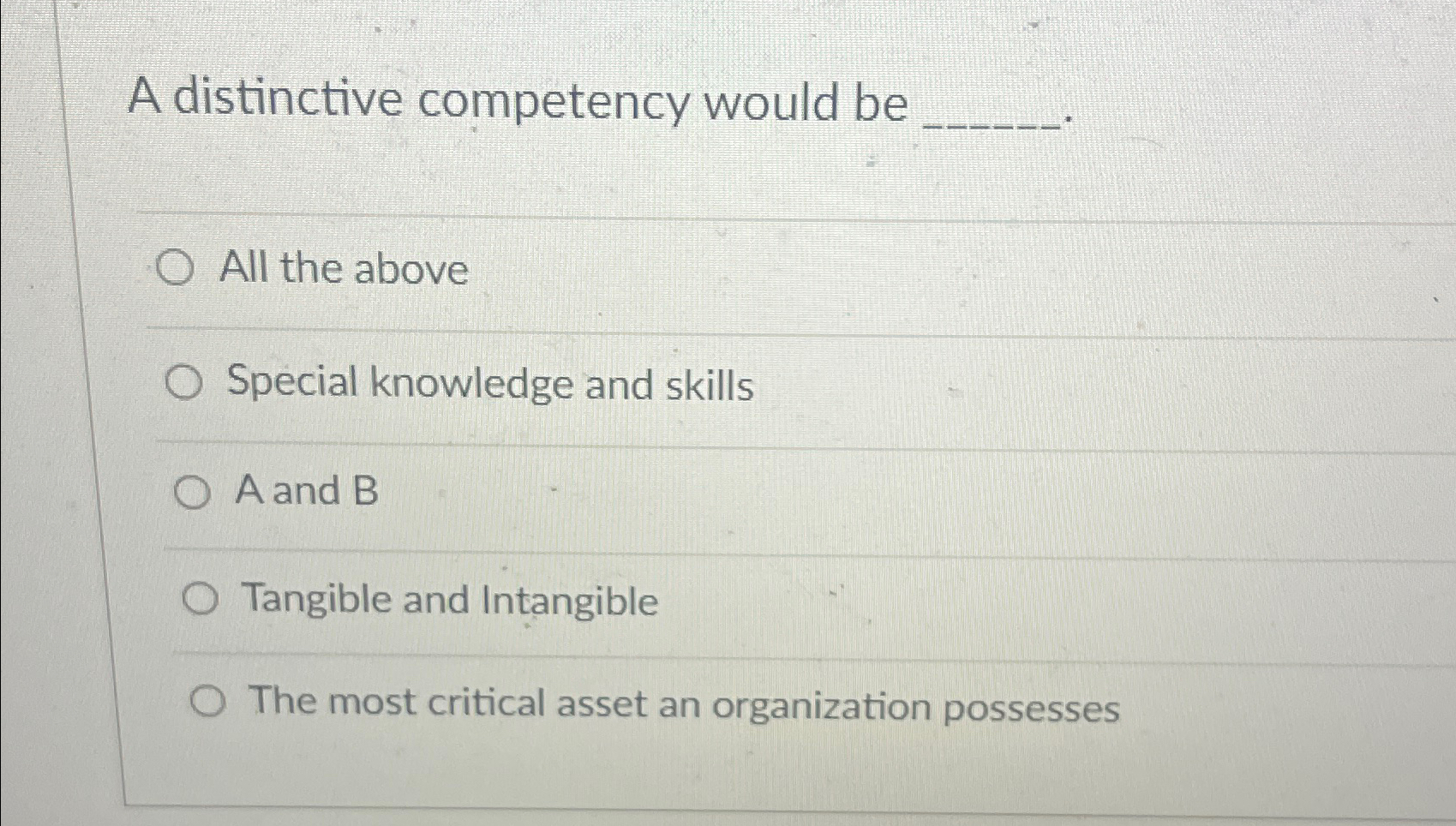 Solved A distinctive competency would beAll the aboveSpecial | Chegg.com