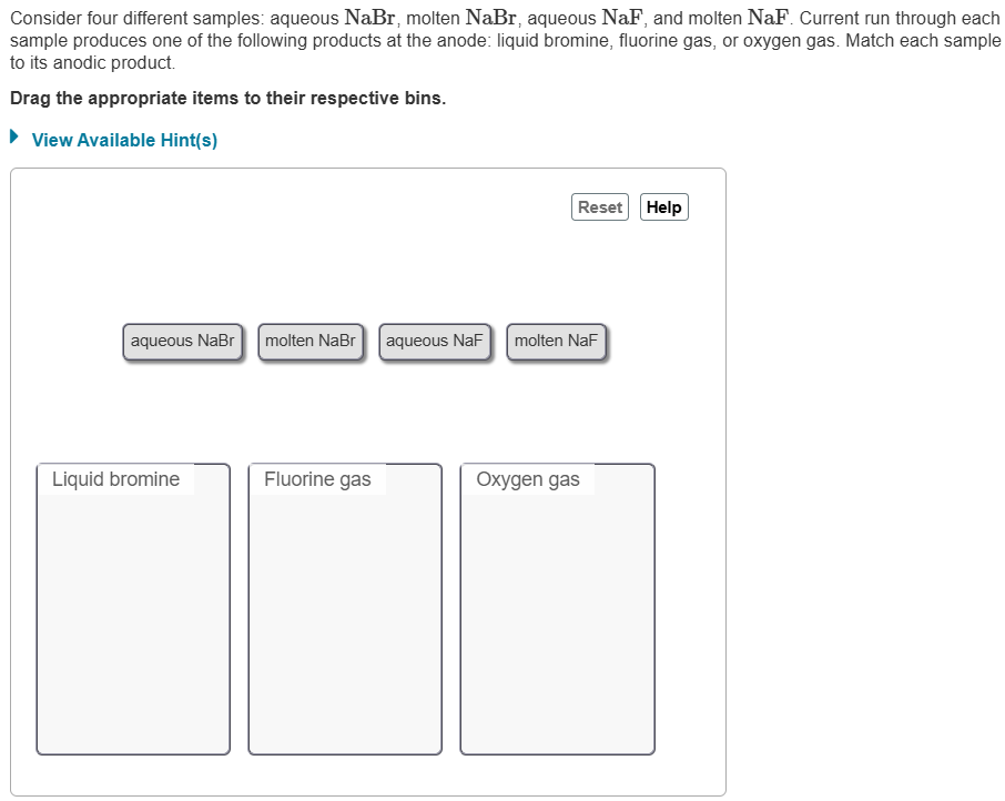 Solved Consider four different samples: aqueous NaBr , | Chegg.com