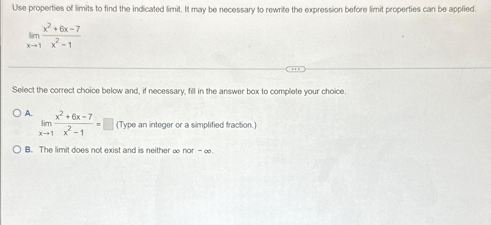 Solved Use properties of limits to find the indicated limit. | Chegg.com