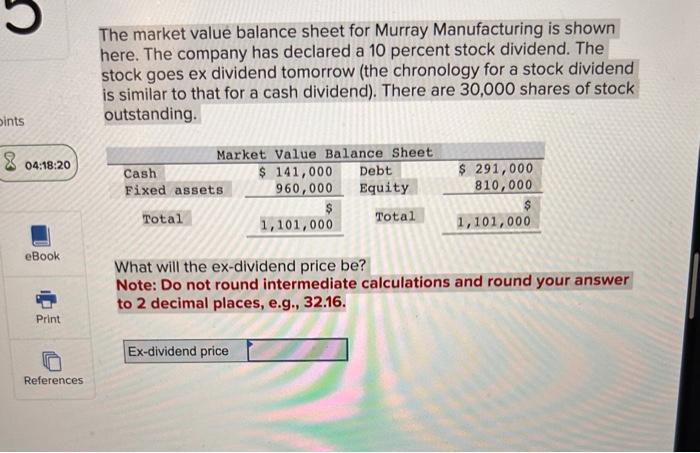 Solved The market value balance sheet for Murray | Chegg.com