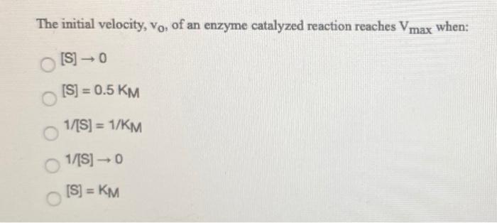 Solved The initial velocity, Vo, of an enzyme catalyzed | Chegg.com