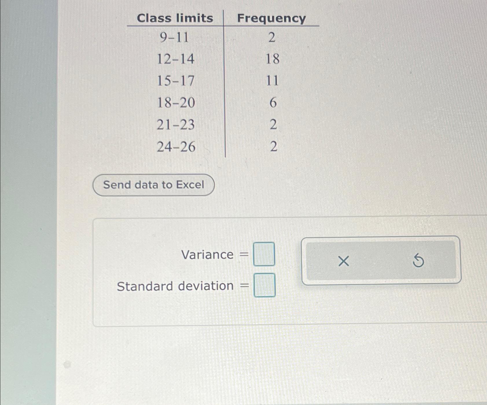 Solved Standard deviation = | Chegg.com