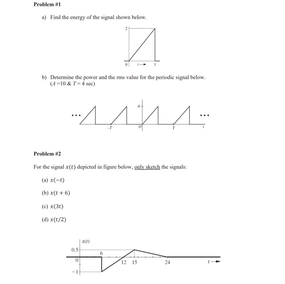 Solved Problem #1a) ﻿Find the energy of the signal shown | Chegg.com