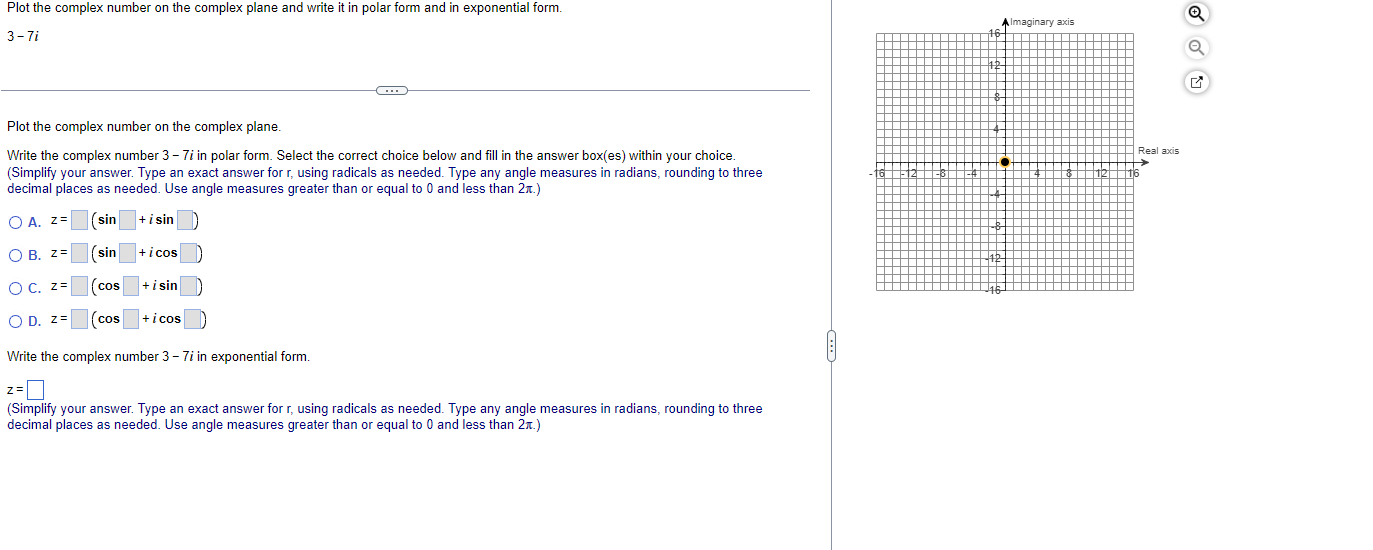 Solved Plot the complex number on the complex plane and | Chegg.com