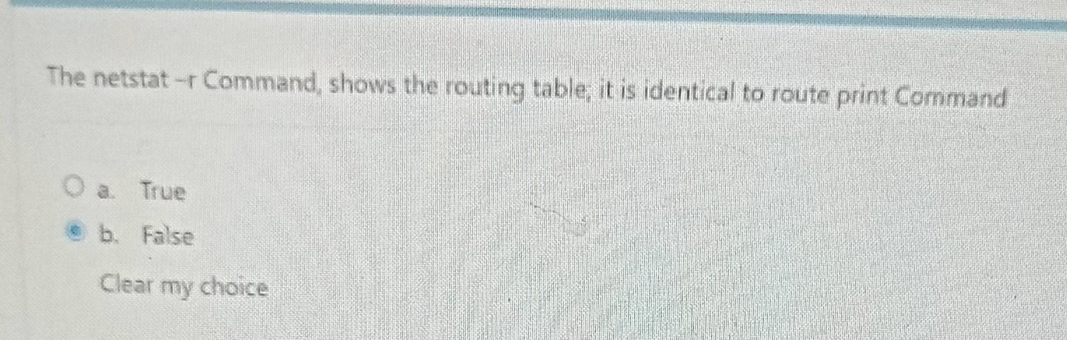 Solved The netstat - Command, shows the routing table; it is | Chegg.com