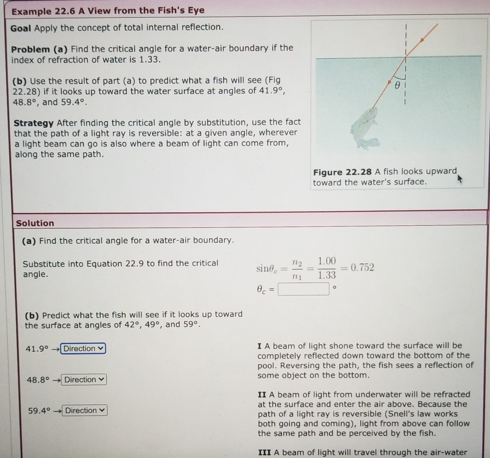 Solved Example 22.6 A View from the Fish's Eye Goal Apply | Chegg.com
