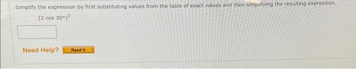 Solved Simplify the expression by first substituting values | Chegg.com