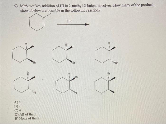 Solved 1 The Oxymercuration Demercuration Reaction Produces