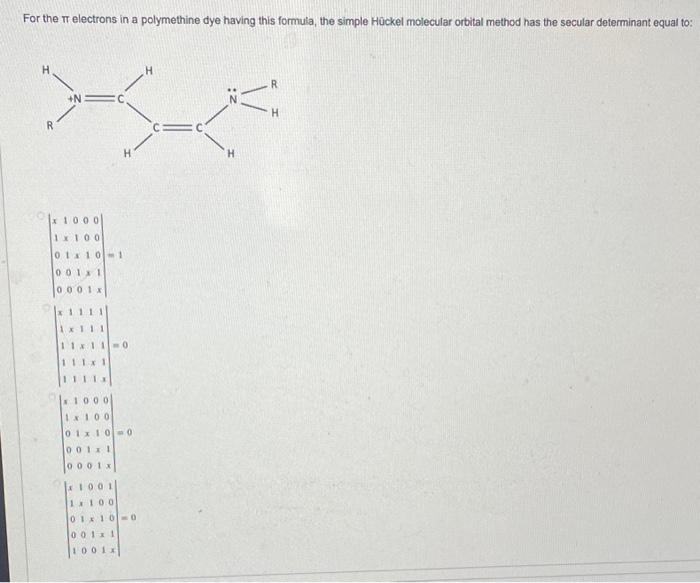 Solved For the π electrons in a polymethine dye having this | Chegg.com