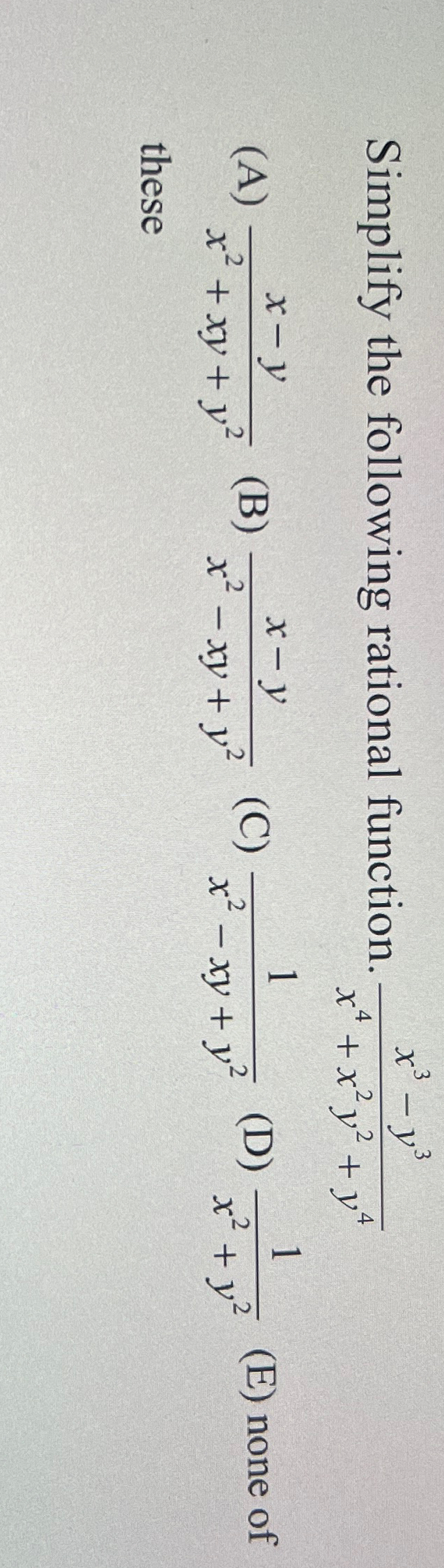 Solved Simplify the following rational function. | Chegg.com