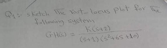 Solved Q1 sketch the root locus plot for the following | Chegg.com