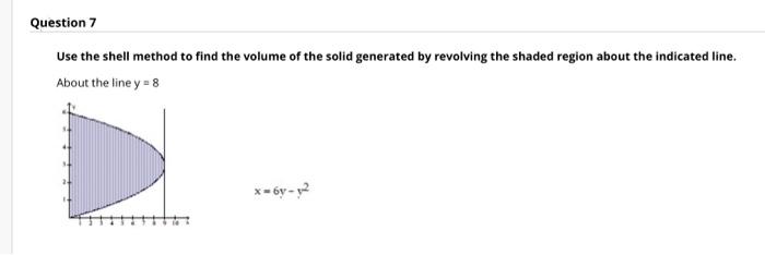 Solved Use the shell method to find the volume of the solid | Chegg.com